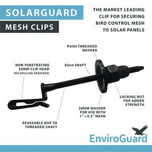 PVC COATED - 30m Solar Panel Bird Exclusion Kit, 60 Retaining Clips ...