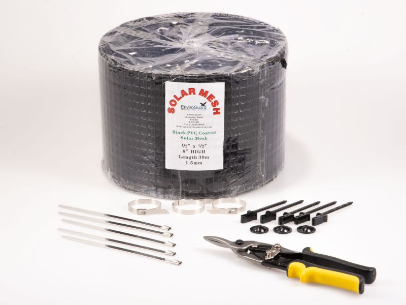 Professional 30m Solar Panel Bird Exclusion Kit (BLACK PVC COATED MESH ...