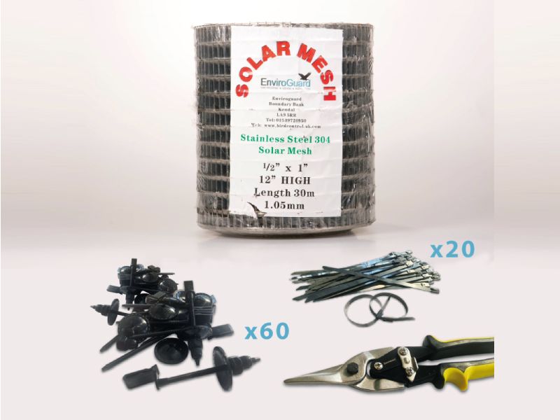 Professional 30m Solar Panel Bird Exclusion Kit (BLACK PVC COATED MESH ...